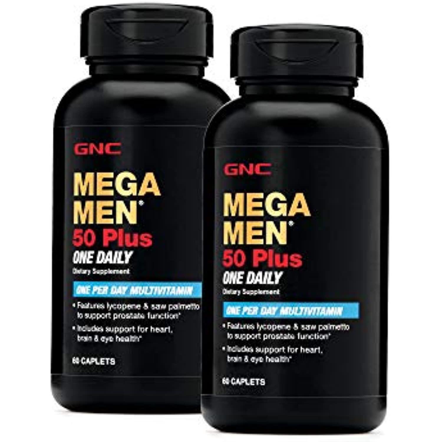 GNC Mega Men 50 Plus One Daily Multivitamin, Twin Pack, 60 Caplets per ...
