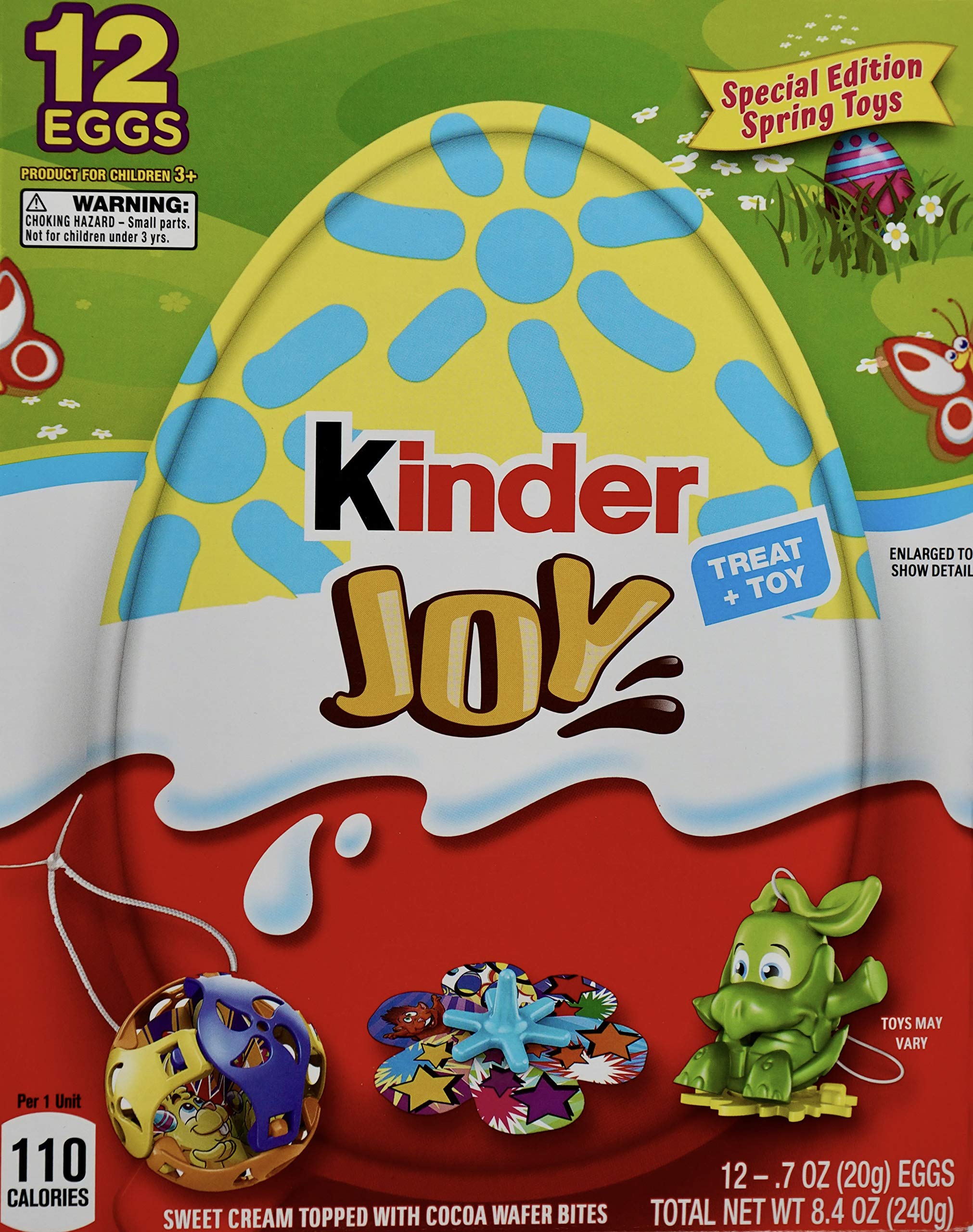 Kinder Joy Treat + Easter Spring Toys Sweet Creme Cocoa Wafer, 12 Eggs ...