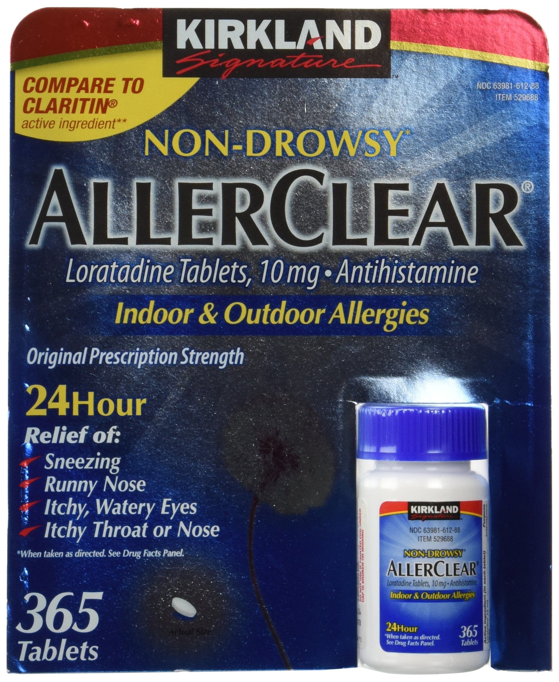 Kirkland Signature Non Drowsy Allerclear Loratadine Tablets, Antihista ...